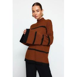 Trendyol Pullover in Braun/ Schwarz - 57% | Gr&ouml;&szlig;e S | Damen-pullover-cardigans