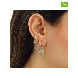 Miu Silver 3er-Set: Vergold. Creolen mit Edelsteinen und Schmuckelementen - 67% | Schmuck