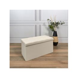 THE HOME DECO FACTORY Sitztruhe in Beige - (B)76 x (H)38 x (T)38 cm - 51% | Sitzmoebel
