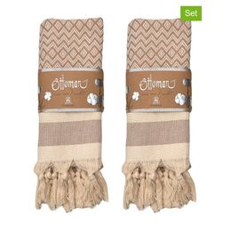 Ottoman 2er-Set: Geschirrtücher ''Hitit'' in Hellbraun - (L)100 x (B)45 cm - 38% | Tischwaesche
