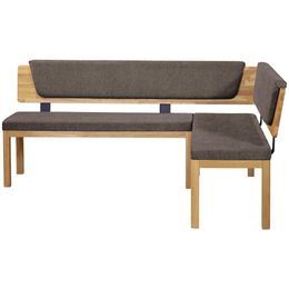 Linea Natura Eckbank, Braun, Eiche, Holz, Textil, Eiche, vollmassiv, 4-Sitzer, Eckteil, L-Form, 208x171 cm, Stoffauswahl, mit R&uuml;ckenlehne, Esszimmer, B&auml;nke, Eckb&auml;nke