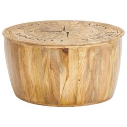CARRYHOME Couchtisch, Natur, Holz, Mangoholz, massiv, Holz, rund, Bodenplatte, 83x42x83 cm, Holzm&ouml;bel, Holztische, Couchtische Holz