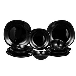 Boxxx Tafelservice, Schwarz, Glas, 16-teilig, Uni, Lfgb, lebensmittelecht, Essen & Trinken, Geschirr, Geschirr-Sets, Tafelservice