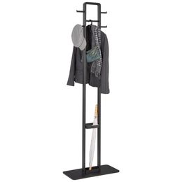 CARRYHOME Garderobenst&auml;nder, Schwarz, 56x180x28 cm, integrierter Schirmst&auml;nder, Jackenhalter, Garderobe, Garderobenst&auml;nder