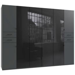 Boxxx Kleiderschrank, Graphit, Schwarz, Holzwerkstoff, 6 F&auml;cher, 4 Schublade(n) Schubladen, 270x208x58 cm, Made in Germany, Beim&ouml;bel erh&auml;ltlich, umfangreiches Zubeh&ouml;r in verschiedenen Gr&ouml;&szlig;en erh&auml;ltlich, Schlafzimmer, Kleiderschr&auml;nke, Dreht&uuml;renschr&auml;nke