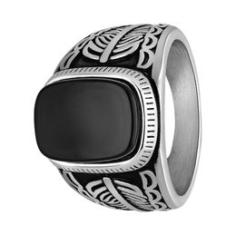Lucardi Ring 'Urbane Geschichte' Herren Gr&ouml;&szlig;e 66 schwarz / silber