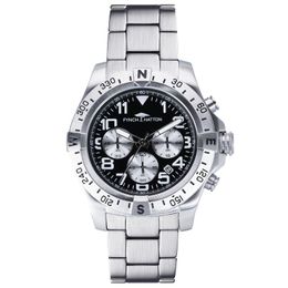 Fynch-Hatton Chronograph Quarzuhr, Armbanduhr, Herrenuhr, Edelstahlarmband, analog, Tag silberfarben Markanter Chronograph