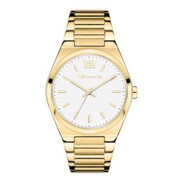 Tamaris Quarzuhr &raquo;The Round Basic Essential&laquo; Armbanduhr, Damenuhr, Edelstahlarmband, analog goldfarben Unkomplizierte Armbanduhr