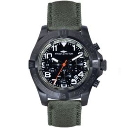 Fynch-Hatton Chronograph Quarzuhr, Armbanduhr, Herrenuhr, Lederarmband, analog, Tag gr&uuml;n Markanter Chronograph