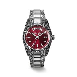 Thomas Sabo Quarzuhr &raquo;REBEL AT HEART REVIVE 36 mm&laquo; Armbanduhr, Damenuhr, Herrenuhr, Edelstahlarmband, analog, Tag silberfarben-weinrot Exquisite...