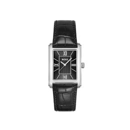 BOSS Quarzuhr &raquo;PRINCIPLE DRESS&laquo; Armbanduhr, Damenuhr, Herrenuhr, Lederarmband, analog, Tag schwarz Schn&ouml;rkellose Armbanduhr