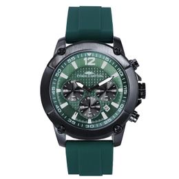 Fynch-Hatton Chronograph Quarzuhr, Armbanduhr, Herrenuhr, Silikonarmband, analog, Tag gr&uuml;n Markanter Chronograph