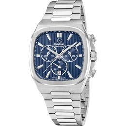 Jaguar Chronograph &raquo;Rondcarre&laquo; silberfarben, blau Jaguar Uhr - elegantes, quadratisches Design - ein stilvolles Statement f&uuml;r Individualisten