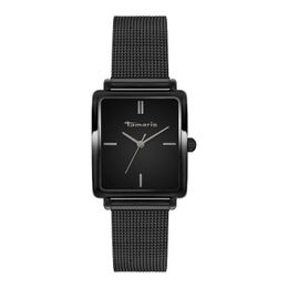 Tamaris Quarzuhr &raquo;Square Meets Mesh&laquo; Armbanduhr, Damenuhr, Edelstahlarmband, analog schwarz Dezente Armbanduhr