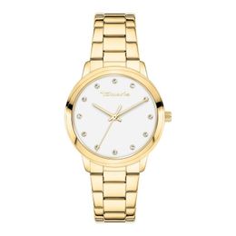 Tamaris Quarzuhr &raquo;The Elegance&laquo; Armbanduhr, Damenuhr, Edelstahlarmband, analog, Glassteine goldfarben Unkomplizierte Armbanduhr