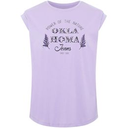 Oklahoma Jeans Top ' mit Statement-Print aus Jersey ' female Purple size XXL