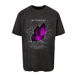 Merchcode T-Shirt &raquo;Herren Butterflies Acid Washed Heavy Oversized Tee&laquo; 1 Stk. black M M Vielseitige T-Shirts f&uuml;r jeden Anlass