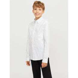 Jack & Jones Jack & Jones Junior Jungen Langarmhemd &raquo;JJEAXEL elastisch und einfach kombinierbar&laquo; unifarben, modisch, regular fit, Web, Hemdkragen wei&szlig; 176, N-Gr