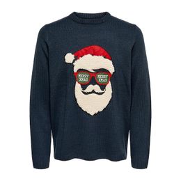 Only & Sons ONLY & SONS Strickpullover &raquo;ONSXMAS 7 FUNNY BADGE JAQUARD KNIT CS&laquo; Blue Nights Detail:SANTA SUNGLASS XXL XXL Pullover von Only & Sons