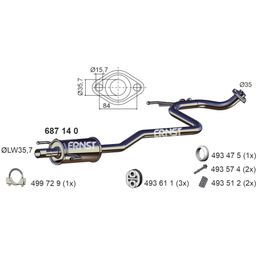 Ernst Mittelschalld&auml;mpfer 687140 f&uuml;r TOYOTA