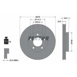 TEXTAR Bremsscheibe PRO 92130303 vorne rechts links innenbel&uuml;ftet 278mm f&uuml;r MITSUBISHI MAZDA C24Y3325XC9A BP4Y3325XD BP4Y3325XB