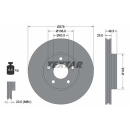 TEXTAR Bremsscheibe PRO vorne rechts links innenbel&uuml;ftet 278mm f&uuml;r FORD USA (CHANGAN) 1686723 1790221 1686722 92237703