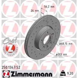 Zimmermann Bremsscheibe SPORT COAT Z vorne rechts links Gelocht 313mm f&uuml;r FORD VAG 1108038 7M3615301 250.1347.52