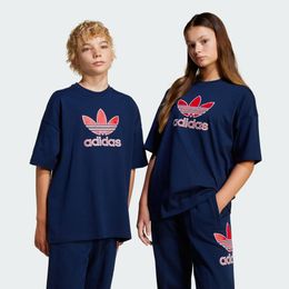 adidas originals T-Shirt 'Trefoil' Jungen Gr&ouml;&szlig;e 134 navy / orange / wei&szlig;