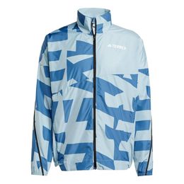 adidas terrex Sportjacke 'Multi Printed Wind' Herren Größe L navy / pastellblau / weiß