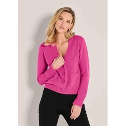 Madeleine Mode MADELEINE Elegante Kaschmirjacke mit V-Ausschnitt in magenta | Gr.: 48