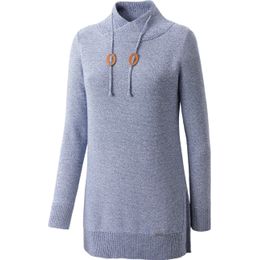 CR&Eacute;ATION L Damen Longpullover mit langen Seitenschlitzen jeansblau-ecru-meliert Gr&ouml;&szlig;e 36