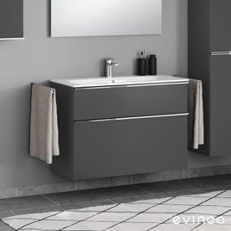 Geberit Renova Plan Slim Waschtisch, evineo ineo4 Unterschrank B: 100 cm, 2 Ausz&uuml;ge, mit Griff,, 122200000+BE0229AN,