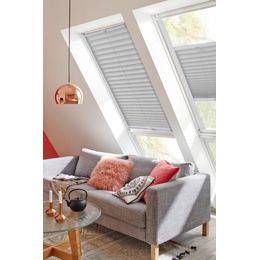Dachfensterplissee SUNLINES "Classic Style Crepe", grau (grau, wei&szlig;), B:117cm H:122cm, Obermaterial: 100% Polyester, Plissees, mit F&uuml;hrungsschienen