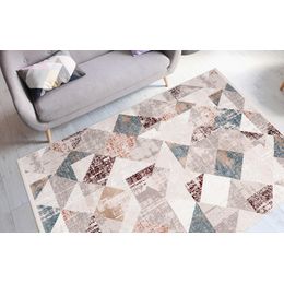 Teppich me gusta "Akropolis 225", rosa (grau, lachsrosa), B:80cm H:12mm L:150cm, Polyester, Teppiche, Teppich, flacher Teppich mit Baumwollrücken, attraktiver Vintage-Look