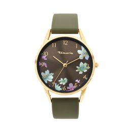 Tamaris Damen Quarzuhrolivgr&uuml;n, Armbanduhren, Armbanduhr, Damenuhr, Silikonarmband, analog