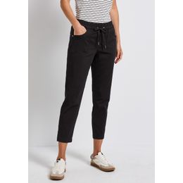 R&ouml;hrenhose Street One, Damen, Gr. 46, L&auml;nge 28, schwarz, Web, 97% Baumwolle, 3% Elasthan, unifarben, loose fit kn&ouml;chelfrei, Hosen, mit Elastikbund