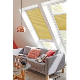 Dachfensterplissee SUNLINES "Classic Style Crepe", gelb (gelb, wei&szlig;), B:78cm H:74cm, Obermaterial: 100% Polyester, Plissees, mit F&uuml;hrungsschienen
