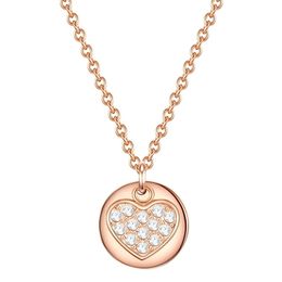 Kette mit Anh&auml;nger EASTSIDE "ES389", rosa (ros&eacute;gold), Halsketten, Damen, 40,0cm Basiskette + 5,0cm Verl&auml;ngerung,mit Stein, Edelstahl, mit Preciosa
