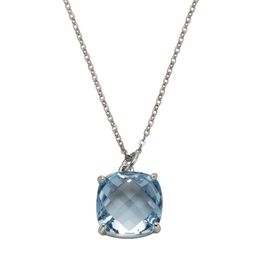 Kette mit Anh&auml;nger ZEEme "Silber 925 rhodiniert 45cm lang mit Blautopas (beh.)", wei&szlig;, Halsketten, Damen, 42+3cm, Silber 925 (Sterlingsilber), L: 45 B: 12mm, gl&auml;nzend, B:12mm