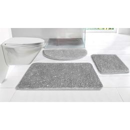 Badematte my home "Glitzer, Badvorleger, Badezimmer Teppich" Gr. 5, grau, H:30mm, Polyester, Badematten, Badematte, Badteppich, Akzente durch Glitzer-Garn