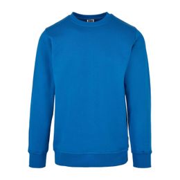 Rundhalspullover Urban Classics "Urban Classics Herren Organic Basic Crew", Damen, Gr. S, sportyblau, 100% Baumwolle, unifarben, normal, Rundhals, Pullover Rundhalspullover
