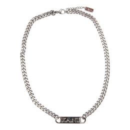 Halsreif Karl Kani "Karl Kani KK Retro Kani Plate Cubanlink Necklace", silber, Halsketten, Damen, onesize