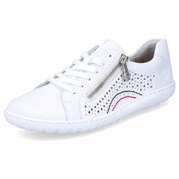 Sneaker Rieker, Damen, Gr. 39, wei&szlig;, Leder, Schuhe Sneaker, mit seitlicher Perforation