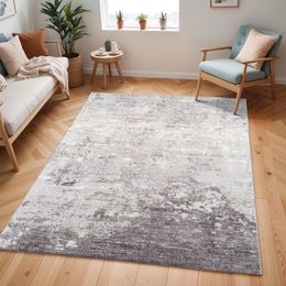 Teppich LIVABLISS "BANGKOK", grau, B:140cm H:9mm L:200cm, Kunstfaser, Teppiche, Teppich, Designerteppich in Marmor Optik, Kurzflor Wohnzimmerteppich/L&auml;ufer