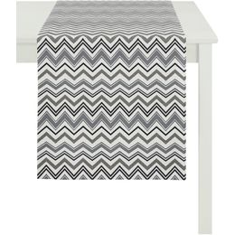 Tischl&auml;ufer Apelt "3950 OUTDOOR, Sommerdeko, Sommer", schwarz (schwarz, wei&szlig;), B:48cm L:140cm, Baumwolle, Polyacryl, Polyester, Tischdecken