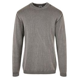 Rundhalspullover Urban Classics "Urban Classics Herren Washed Sweater", Damen, Gr. XL, asphalt, 60% Baumwolle, 40% Polyacryl, unifarben, normal, Rundhals, Pullover Rundhalspullover