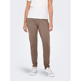 Jogger Pants Only "ONLPOPTRASH LIFE EASY COL PANT PNT NOOS", Damen, Gr. S (36), L&auml;nge 32, beige (fossil), Milano Rib, Obermaterial: 63% Viskose, 32% Nylon, 5% Elasthan, unifarben, regular fit lang, Hosen, mit elastischem Bund und Kordelzug