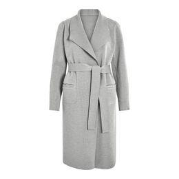 Kurzmantel VILA "VIJUICE COAT - NOOS", Damen, Gr. M, light grau melange, Web, Obermaterial: 80% Polyester, 10% Polyacryl, 10% Viskose, unifarben, regular fit knielang, V-Ausschnitt, Mäntel Kurzmantel