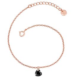 Glanzst&uuml;cke M&uuml;nchen Gliederarmband GLANZST&Uuml;CKE M&Uuml;NCHEN "GSM1983", ros&eacute;gold, schwarz, Armb&auml;nder, Damen, Materialmix, Gliederarmband, Motiv Herz