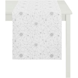 Tischl&auml;ufer Apelt "3009 Christmas Elegance, Weihnachtsdeko, Weihnachten", wei&szlig; (wei&szlig;, silberfarben), B:48cm L:140cm, Polyester, Tischdecken